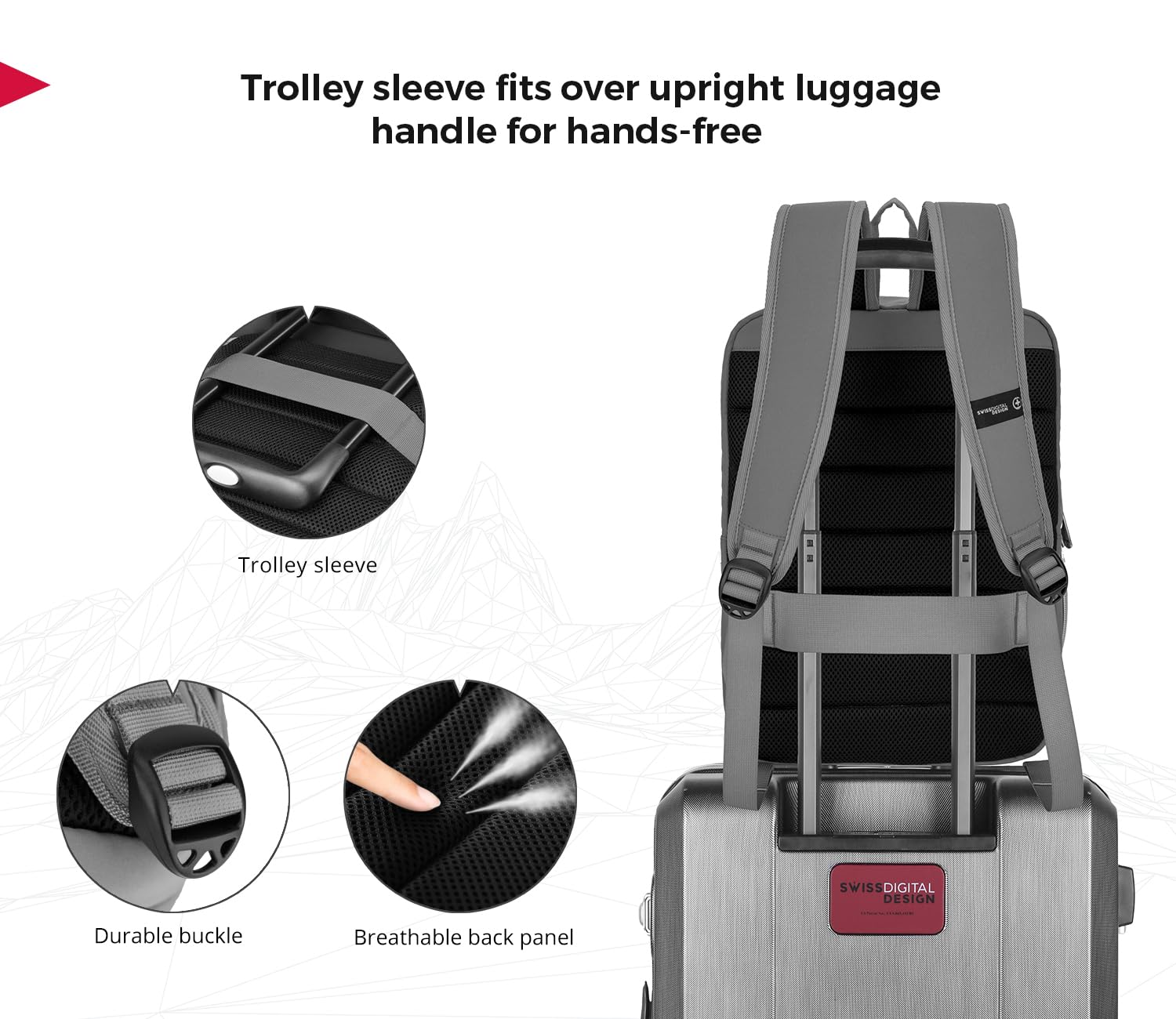 Swissdigital Design Laptop Backpack For Women,College Bookbags With USB Charging Port,Large Capacity Computer Backpacks For Work Business Grey(Katy Rose SD1006F-02)