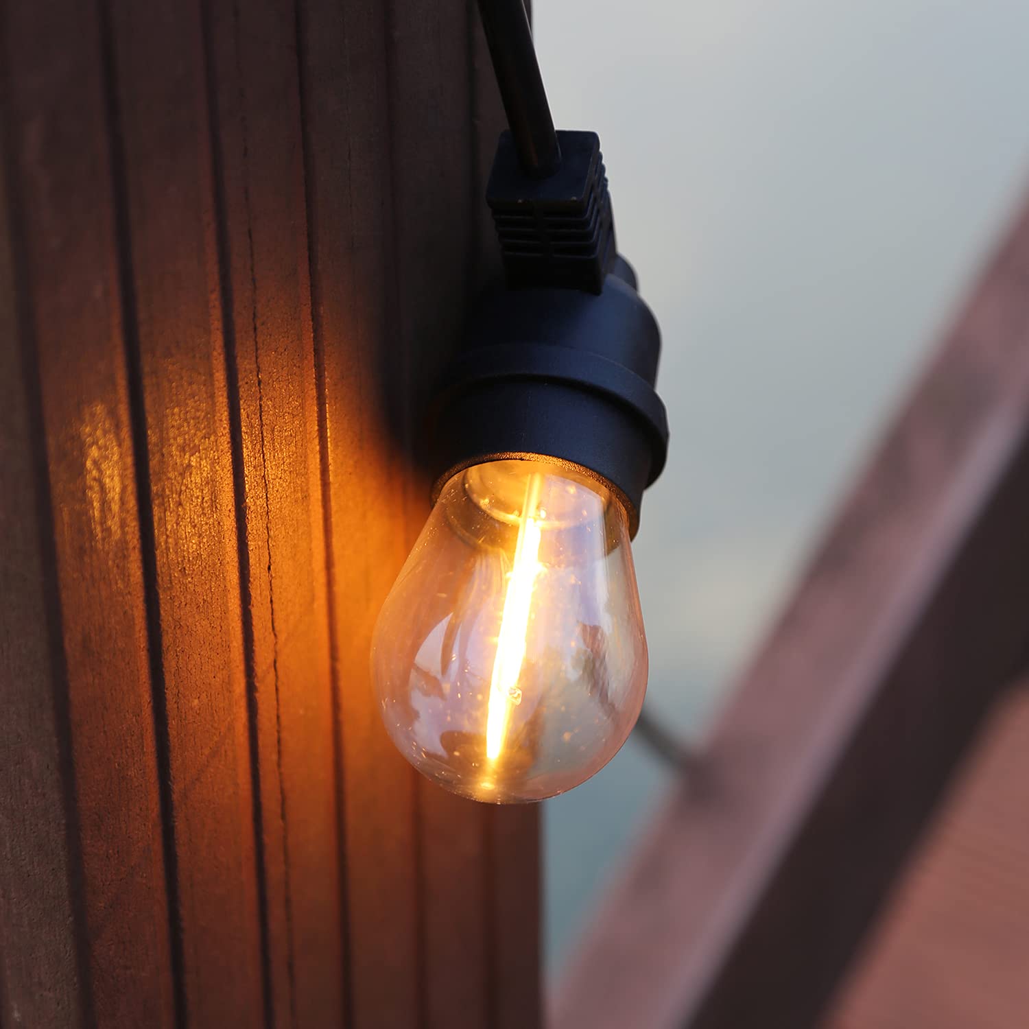 Shatterproof & Waterproof S14 Outdoor String Light Bulb–1W S14 led Bulb-Use to Replace 11W, Warm White 2200K,70LM,Plastic Bulbs, E26 Base(15 Pack)