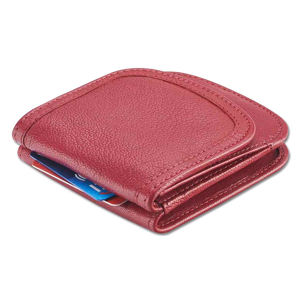 TAXI WALLET® TW03-CRANBERRY - Soft Leather (Red) - Compact, Front Pocket Folding Wallet - For Cards, Coins, Bills, ID (Men & Women)