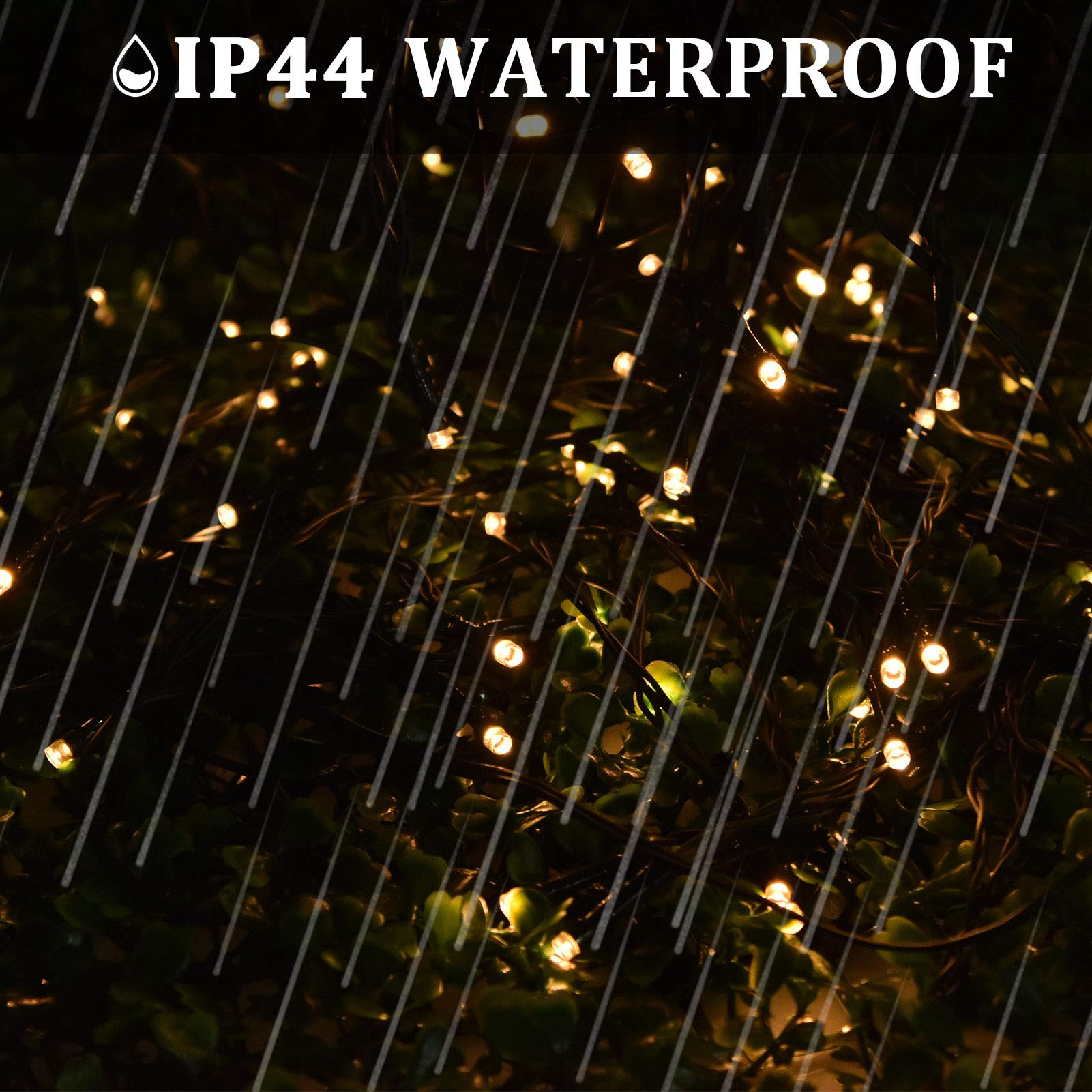 SPRKLINLIN 2-Pack Solar String Lights Outdoor, 40ft 100-LED 8-Modes Solar Powered String Lights, Fairy Lights for Garden Patio Yard Wedding Party Christmas Decorations (Warm White)