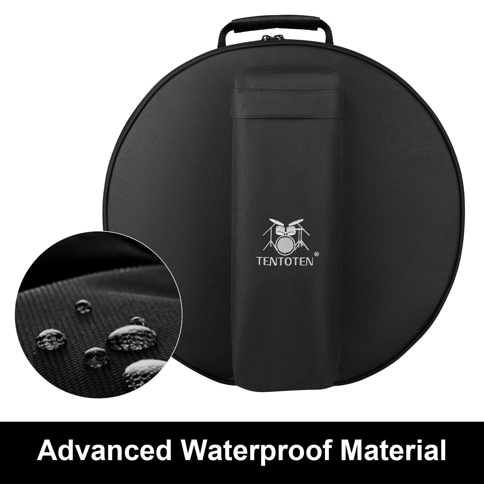 TENTOTEN Snare Drum Case 14"x 5.5", Watreproof Protable Snare Drum Bag with Outer Pocket for Percussion Accessory Storage, Adjustable Shoulder Straps, Dust-Proof Snare Bag
