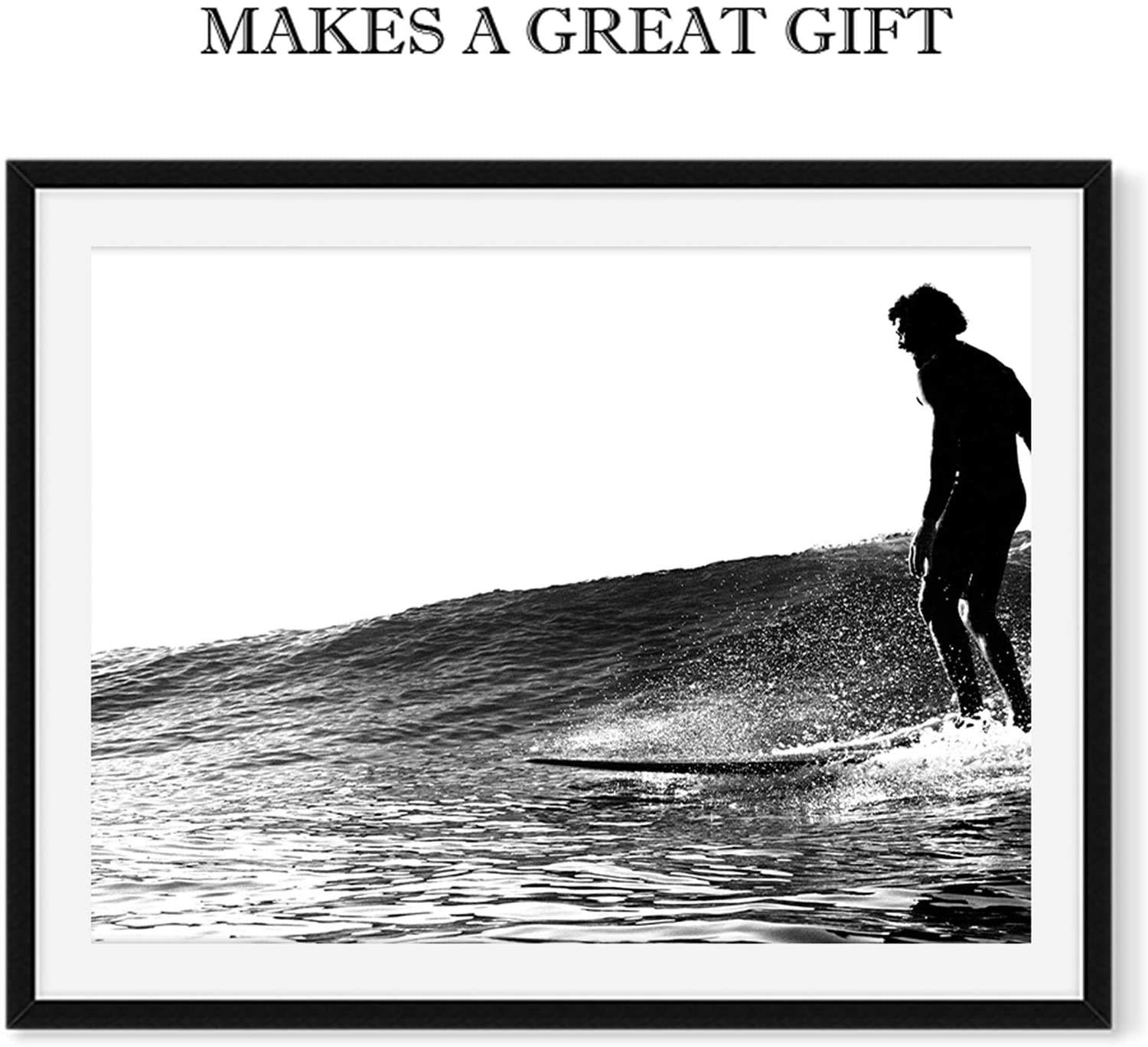 Surf Crusing Down The Line On a Retro Single Fin At Tea Tree Bay Australia, Minimalist Ready to Frame Surf Wall Art Print 14x11, Ideal for Surfers, Surf Lovers and Cool Modern Beach House Decor