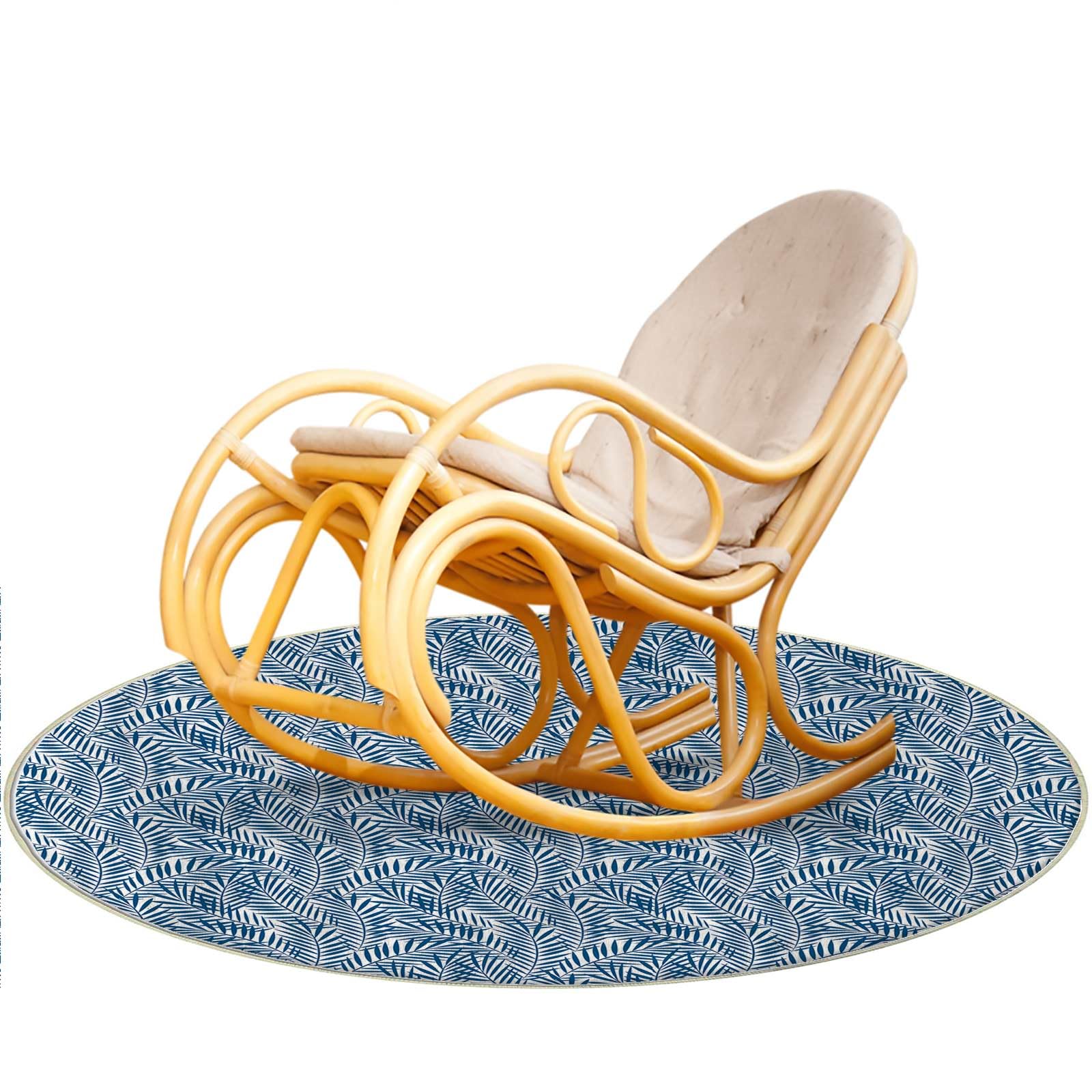 Round Chair Mat for Carpet Navy Blue Hard Floor Mat for Desk Blue White Non-Slip Floor Mats Office Rug Floor Protectors 4 FT