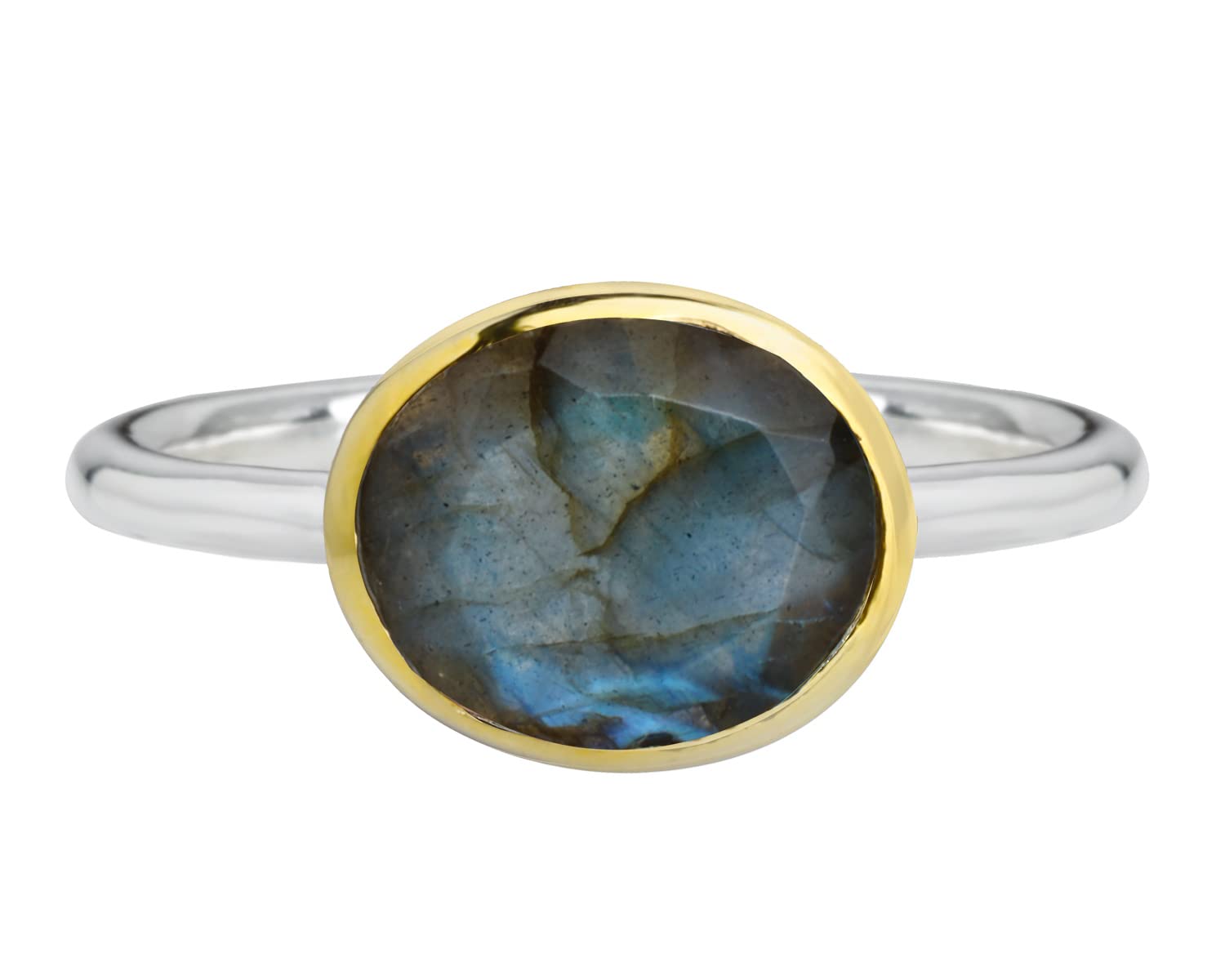 YoTreasure Labradorite Solitaire Ring 14K Gold Plated Over 925 Silver Jewelry (10)