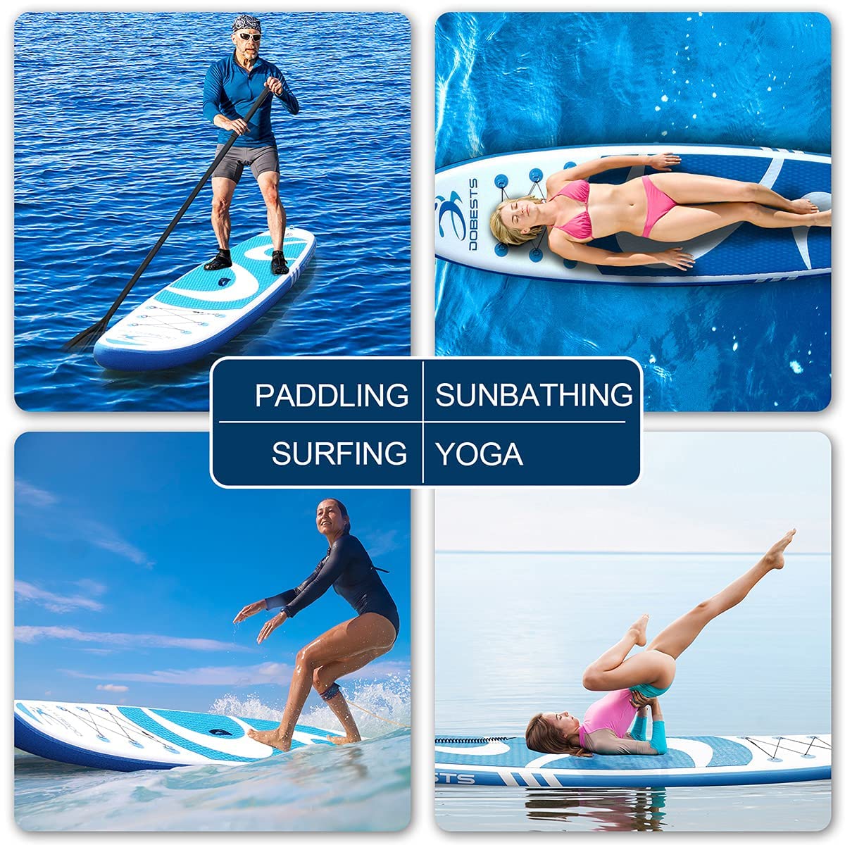 Stand Up Paddle Boards Adults Inflatable PaddleBoards 10'6"×33"×6" SUP with Non-slip Deck, Travel-Backpack Adjustable Paddle, Detachable-Fin, Hand Pump, Safety Leash, Repair Kit Fits (Blue)