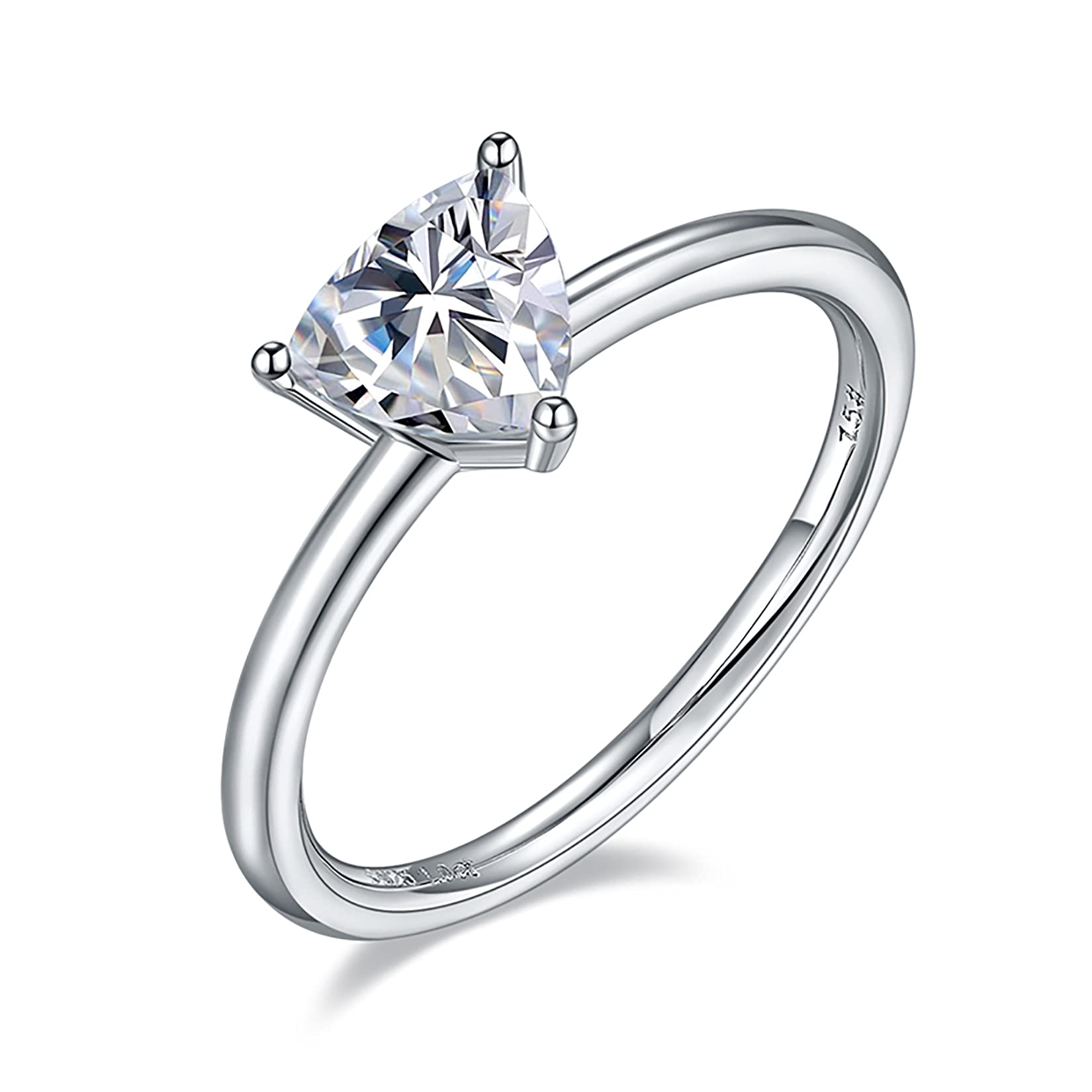 VIKI LYNN 1ct Moissanite Ring Triangle-cut Sterling Silver Wedding Engagement Anniversary Thin Band Ring for Women
