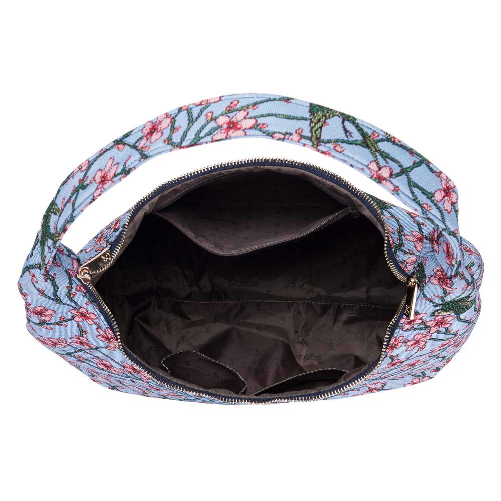 Signare Tapestry Hobo Shoulder bag Slouch Purse For Women with Blossom and Swallow Design (HOBO-BLOS)