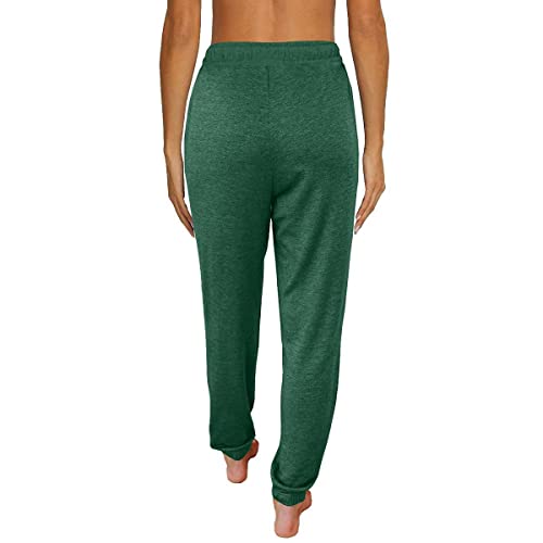 Wsirmet Womens Sweatpants Lightweight Running Drawstring Joggers with Pockets Tapered Casual Lounge Pants Green
