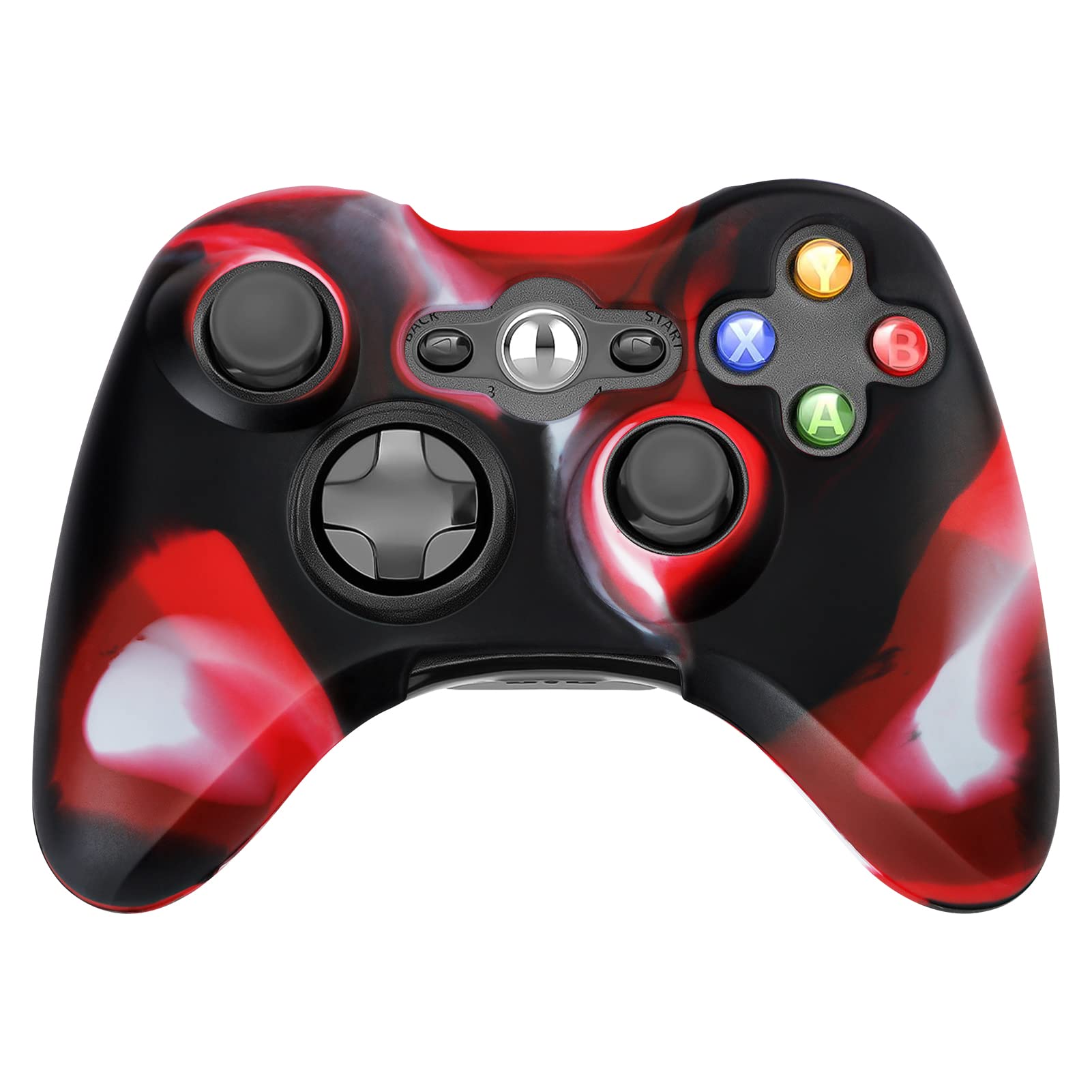 XNMOA Protective Skin for Xbox 360 Protector Cover Case for Xbox Accessories Set, Anti-Slip Soft Comfort Silicone Skin Case Compatible with Xbox 360 Controller (Red Black White )