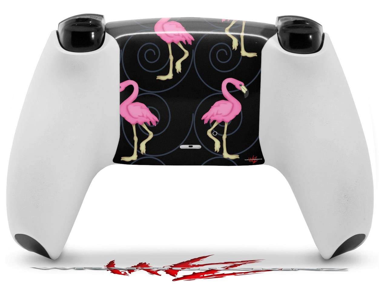 WraptorSkinz Skin Wrap compatible with Sony PS5 DualSense Controller Flamingos on Black (CONTROLLER NOT INCLUDED)