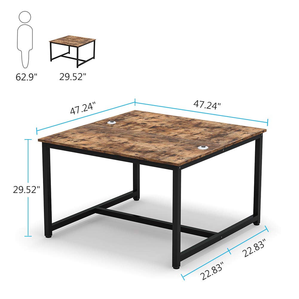 TRIBESIGNS WAY TO ORIGIN Two Person Desk Double Workstation Desk, 47 inch Computer Desk 2 People Office Desk Writing Desk for Home Office Teens Student(Rustic)