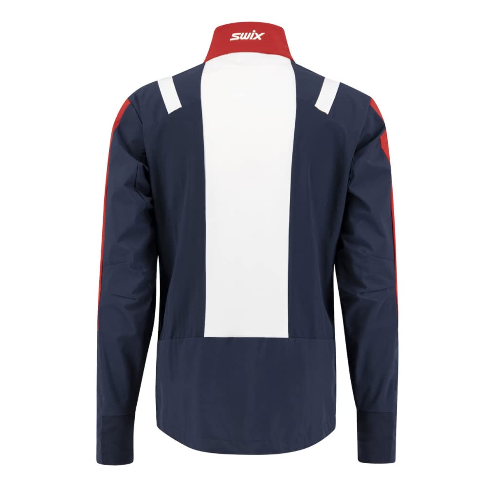 Swix Men's Standard Infinity Windproof Water-Resistant All-Round Cross-Country Ski Jacket, Dark Navy Red, Small