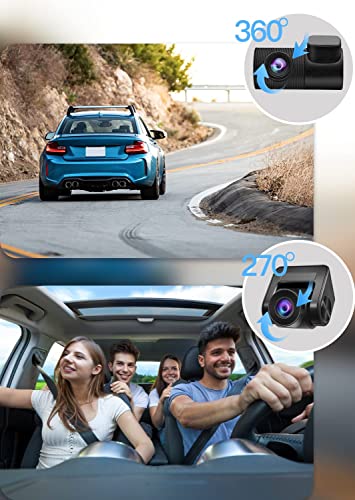WOLFBOX 3 Channel Mirror Dash Cam 12" Full HD Touch Screen Backup Camera with Detached 1080P Front and Rear View Dual Recording Night Vision GPS Parking Assistance