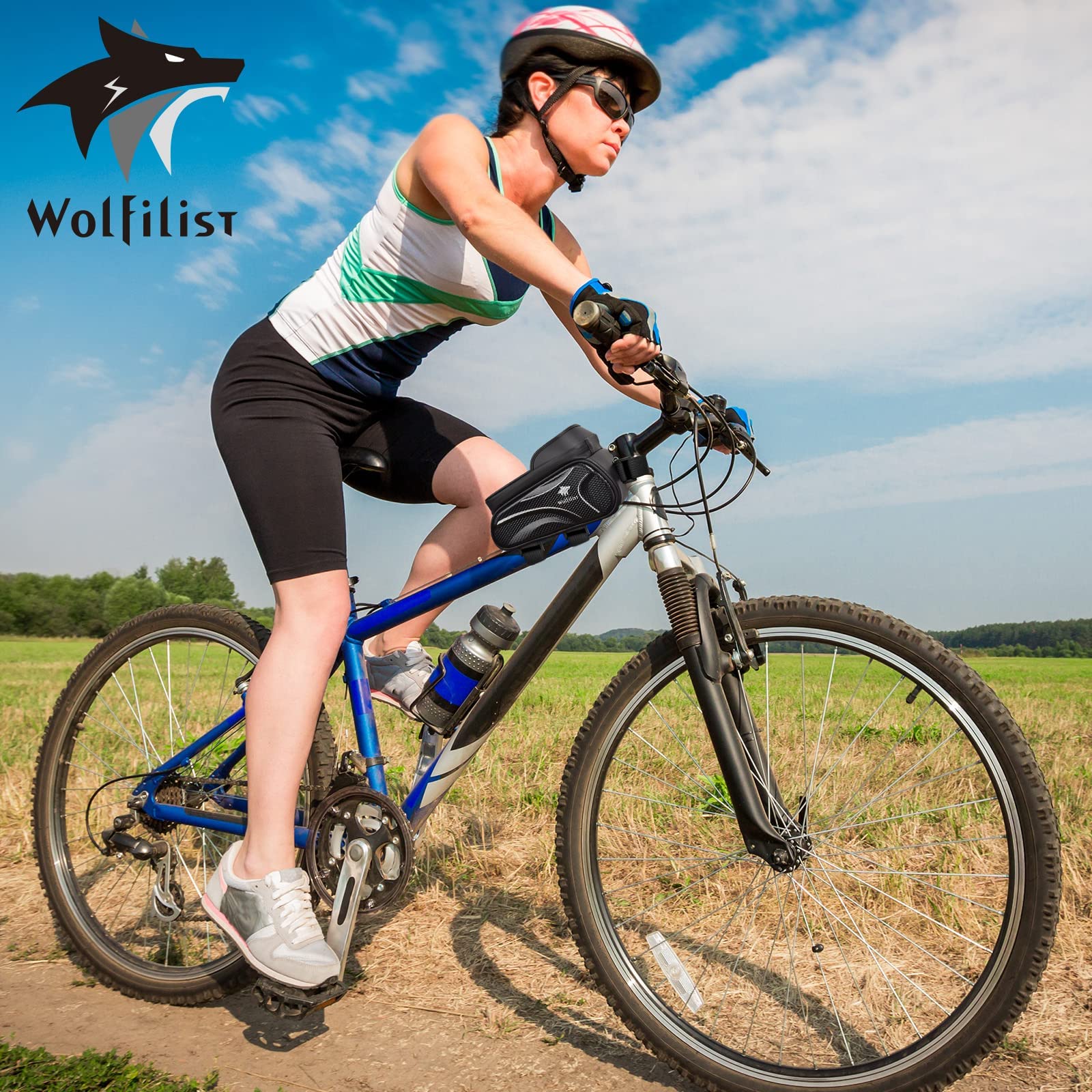 WOLFILIST Bike Bag - Bike Phone Holder with TPU Sensitive Touch Screen, Handlebar Bag Bicycle Accessories