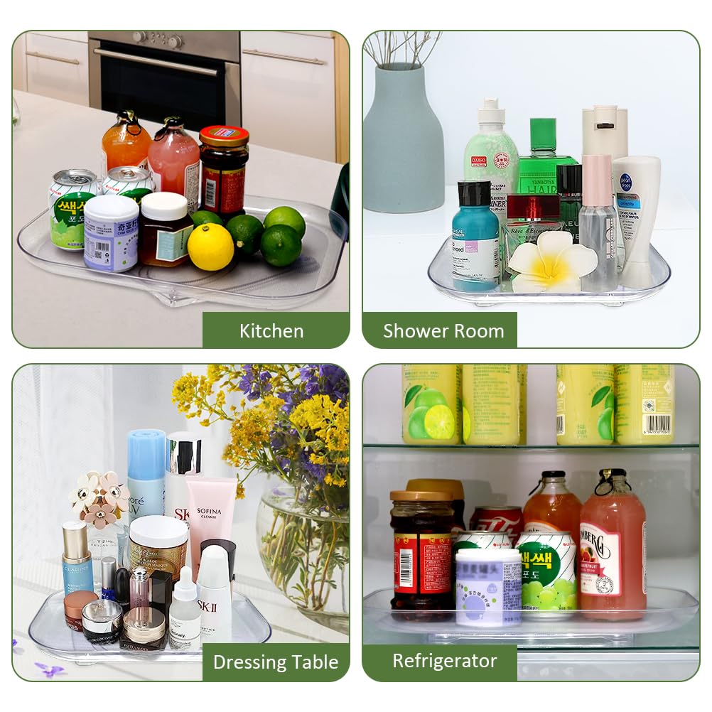 Square Lazy Susan Turntable Organizer for Refrigerator - 360° Rotate Rectangle Fridge Organizer and Storage, Lazy Susan for Kitchen, Dining Table(L-15.74''x 11.81'')