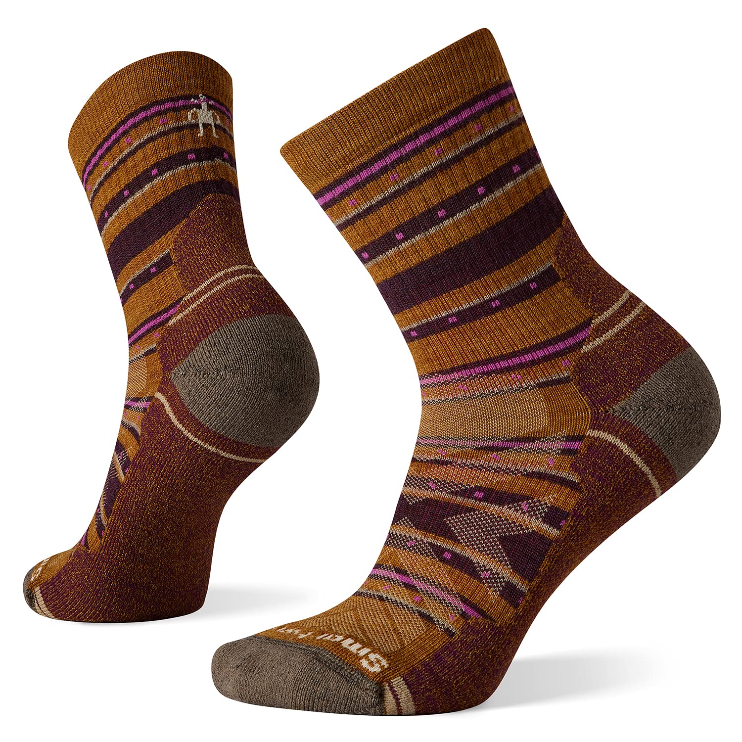 Smartwool Women's Hike Light Cushion Stitch Stripe Mid Crew Socks, Military Olive, Medium