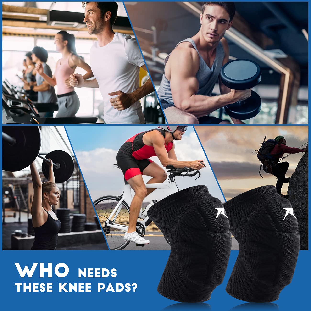 Volleyball Knee Pads,Knee Compression Sleeve Support for Men Women with High Protection Pads,Professional Grade Knee Pads for Running,Meniscus Tear,ACL,Arthritis,Joint Pain Relief