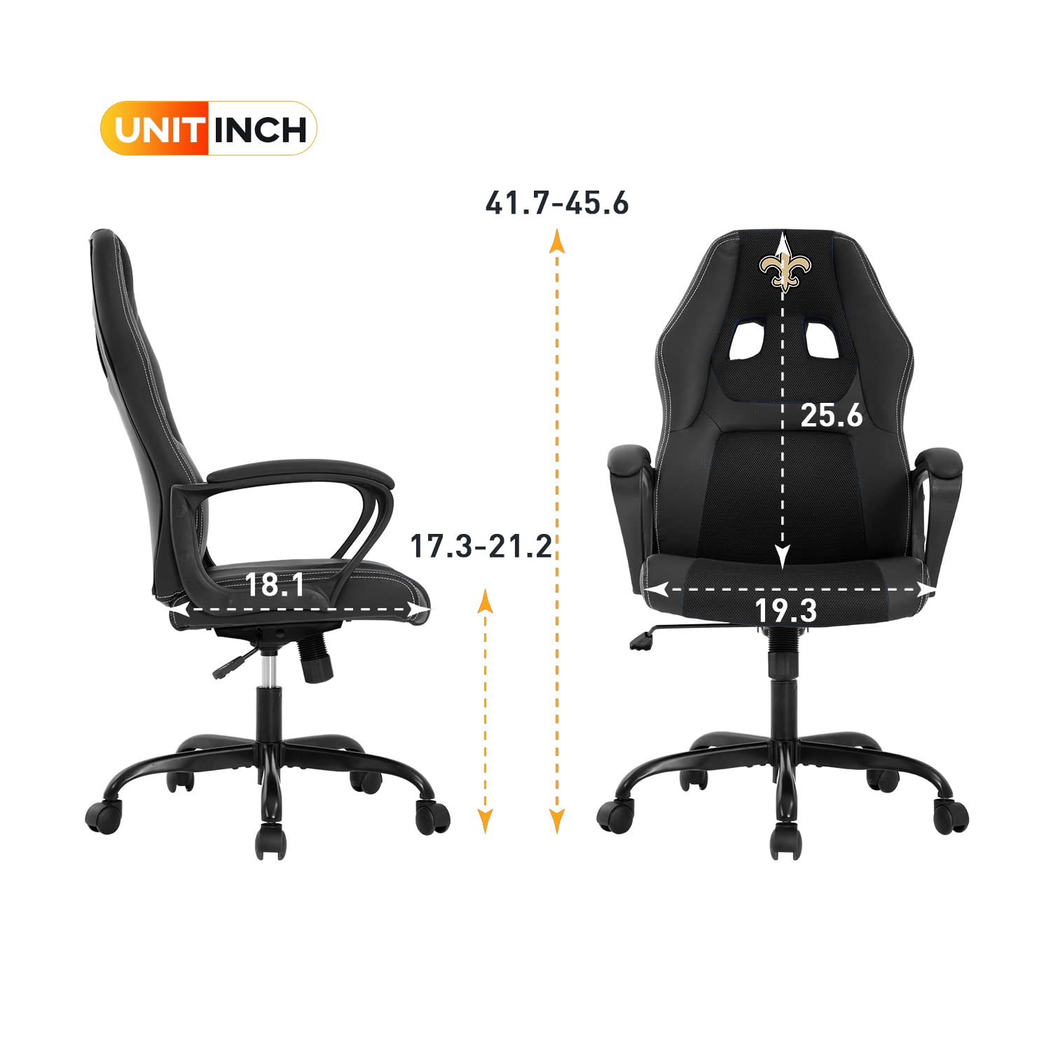 Office Chair PC Gaming Chair Cheap Desk Chair Ergonomic PU Leather Executive Computer Chair Lumbar Support for Home Office (Black, NO)