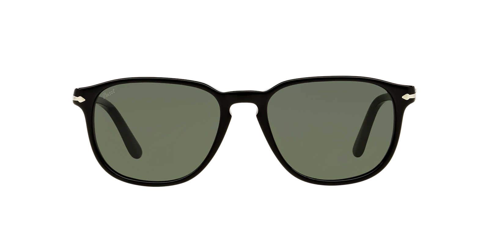 Persol PO3019S Square Sunglasses, Black/Green, 52 mm