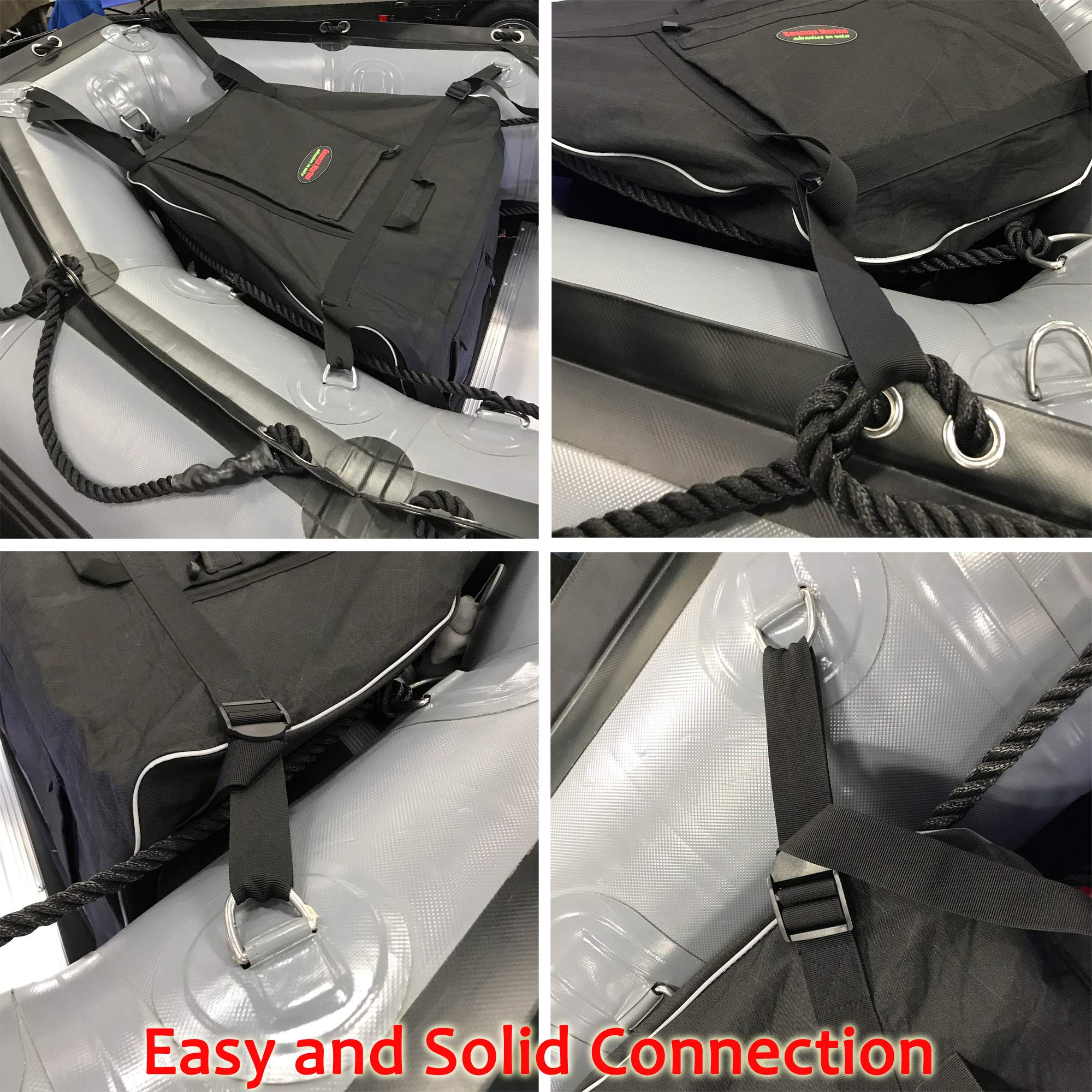 Seamax Sunlitec Front Accessory Storage Bow Bag for Inflatable Boat, with Reflective Line - Size C for 15-20ft Boat