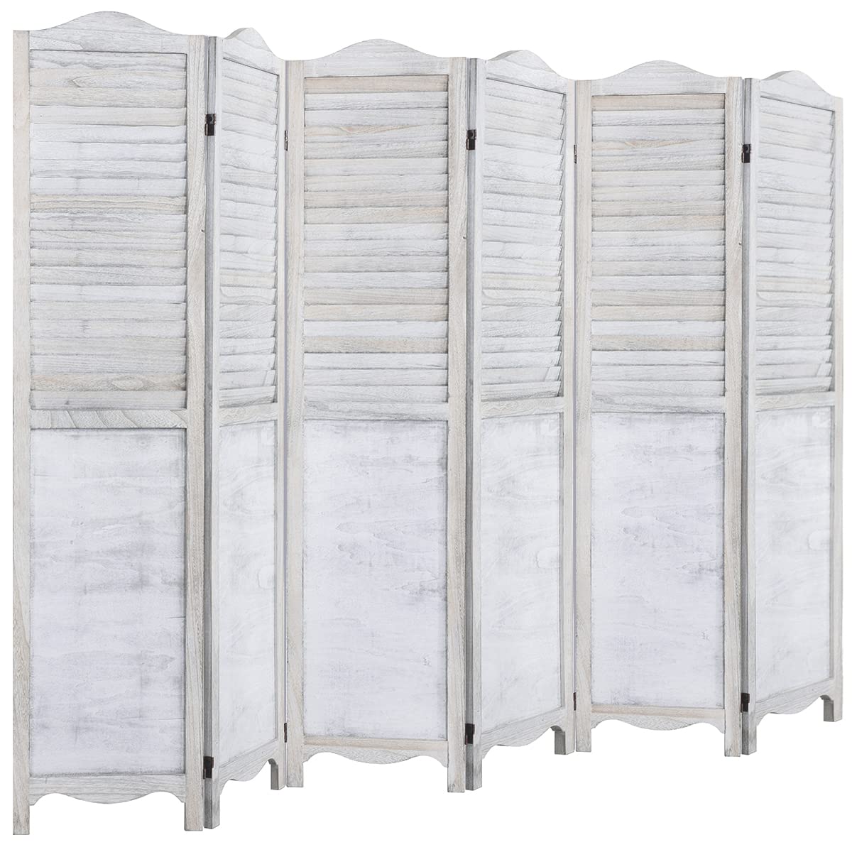 Room Divider Privacy Screen 6 Panel Room Dividers and Folding Privacy Screens 5.6ft.Tall Rustic Wood White Room Divider Wall Separator Partition Freestanding