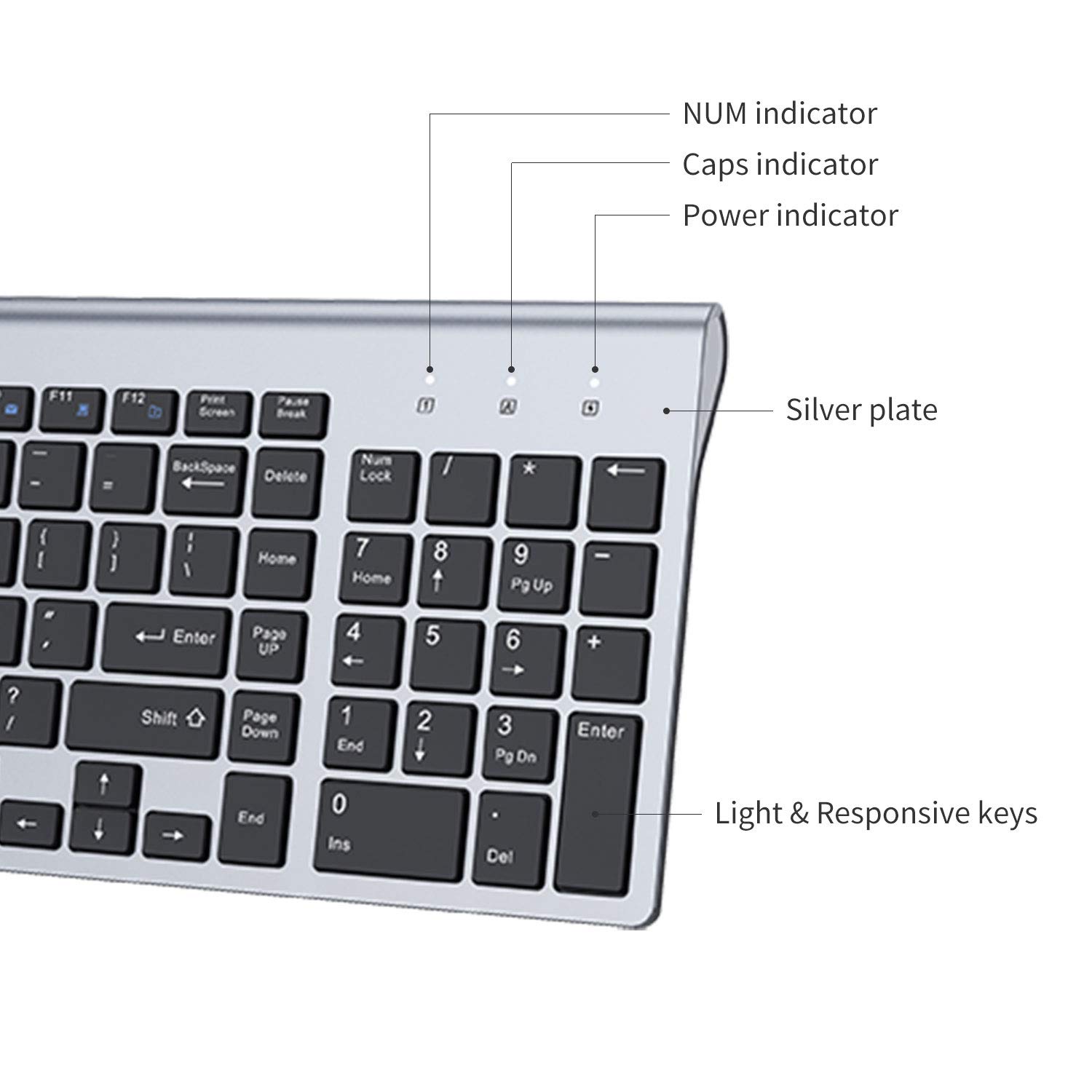 Wireless Keyboard and Mouse Combo, 2.4G USB Compact Full Size Keyboard and Mouse Wireless Set Ultra-Thin Slim Design for Windows, Computer, Desktop, PC, Notebook, Laptop (Black Grey)