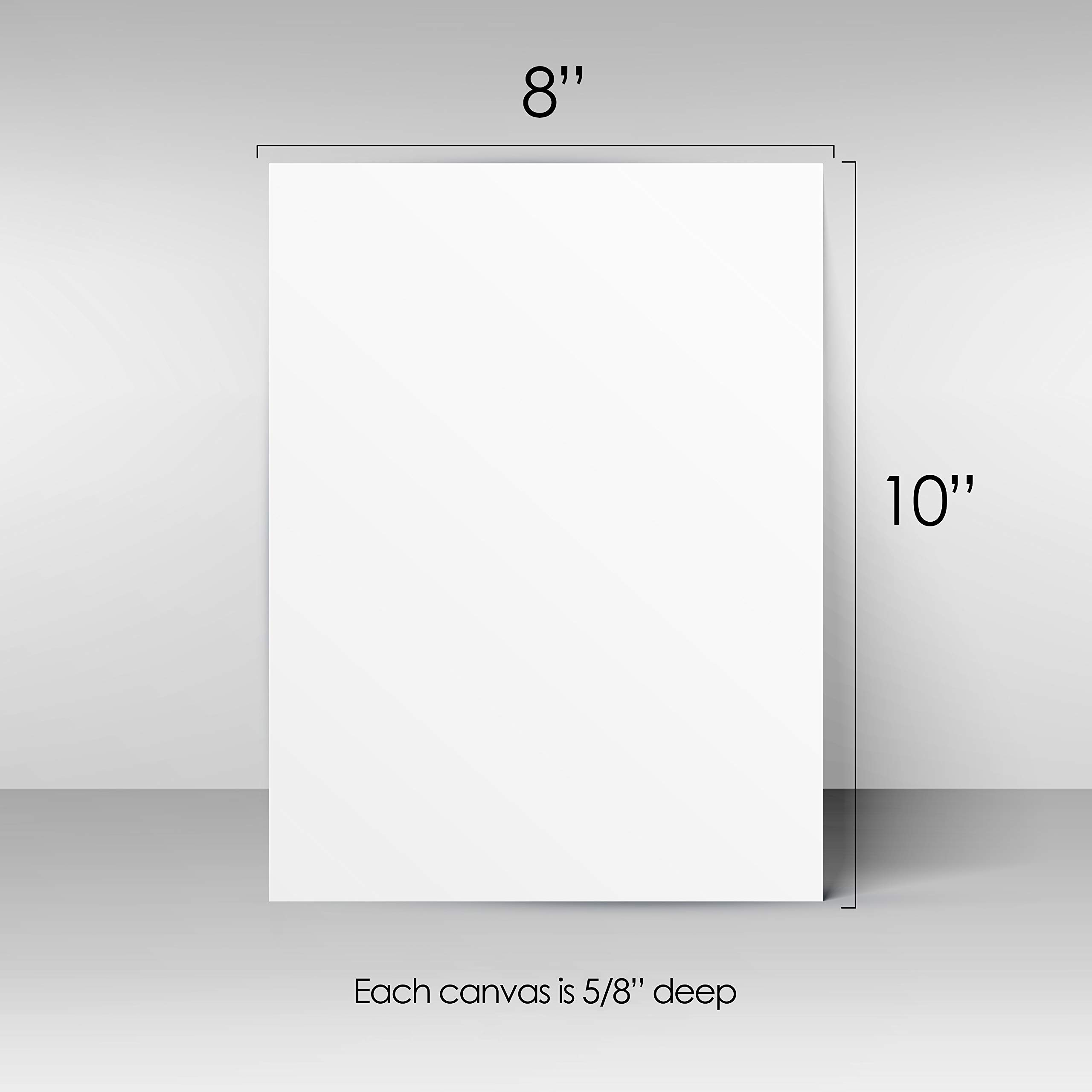 Premiere by Nicole 10 Pack Stretched Canvas for Painting,8x10|Bulk Value Pack Plain White Rectangular Canvases|Triple Acrylic Gesso Primed|Art Supplies for Acrylics,Oil Painting,DIY Wall Decor