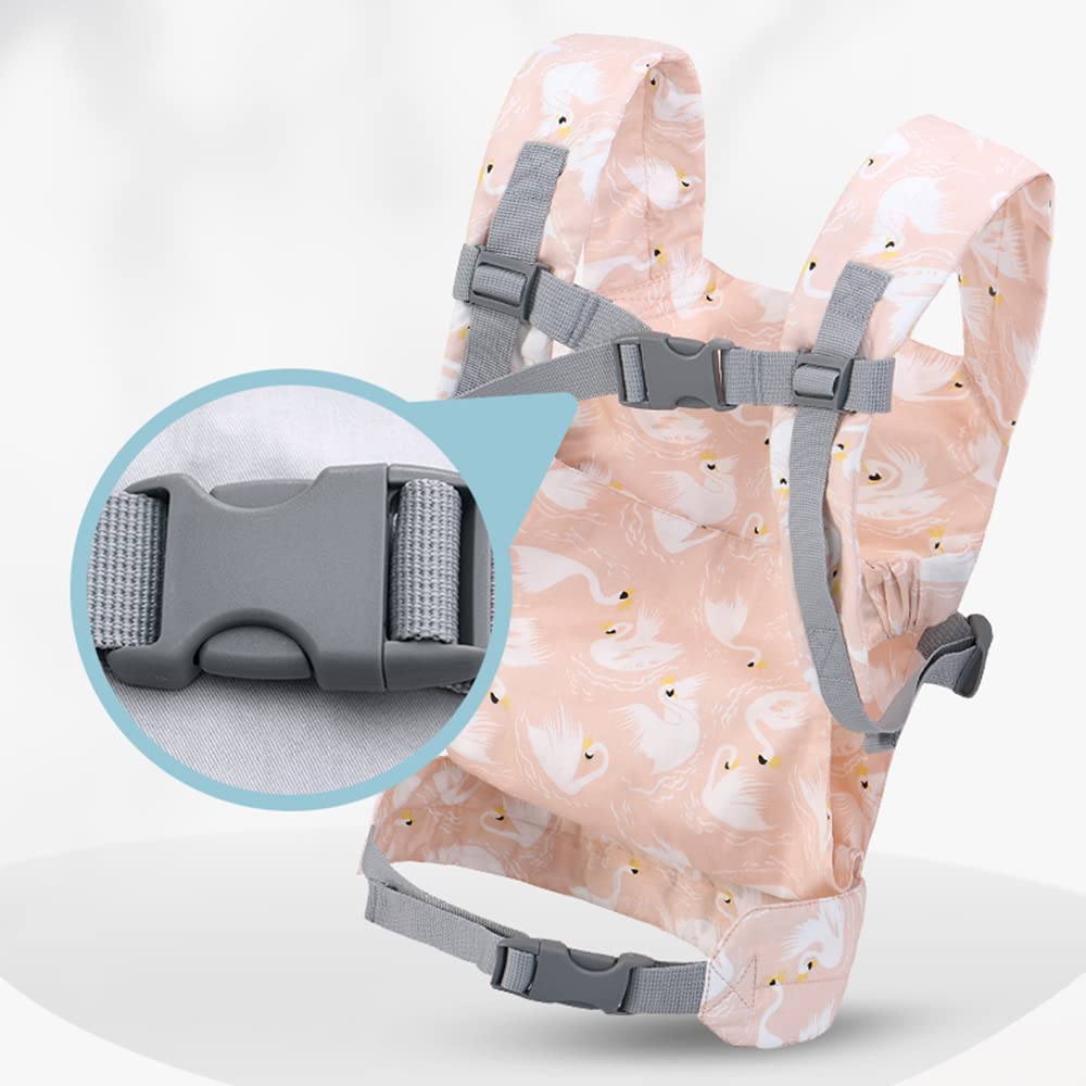 XADP Doll Carrier Backpack Front and Back Carrier Filled Animal Carriers for Little Girls, Doll Accessories,Pink Swan