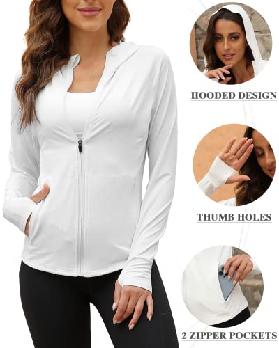 We1Fit Women's UPF 50+ Sun Protection Jacket Hoodie Sun Shirts Hiking Running Athletic Shirt
