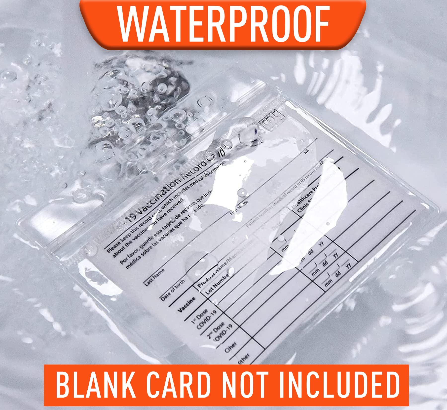 Waterproof Vaccine Card Protector - 50 Pack Plastic ID Holder for Vaccination Clear Sleeves with Lanyard Vax Document Holders Resealable Zip, PVC Material- 4.5 inch x 3.6 inch