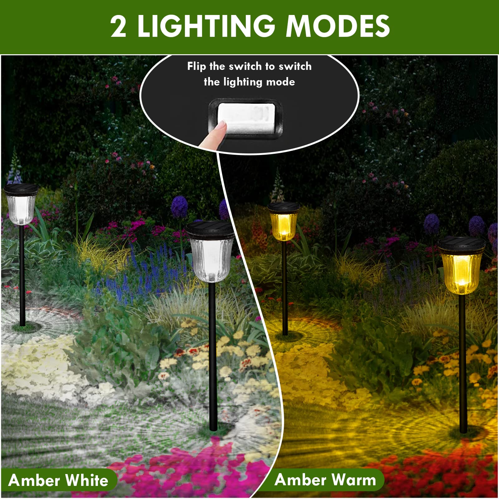 WTGEGF Solar Pathway Lights Outdoor 4-Pack - 100Lumens Landscape Path Lights - Warm/White Switch High Lumen Solar Driveway Lights,Long Lasting LED Solar Walkway Back Yard Lights for Garden Lawn Patio