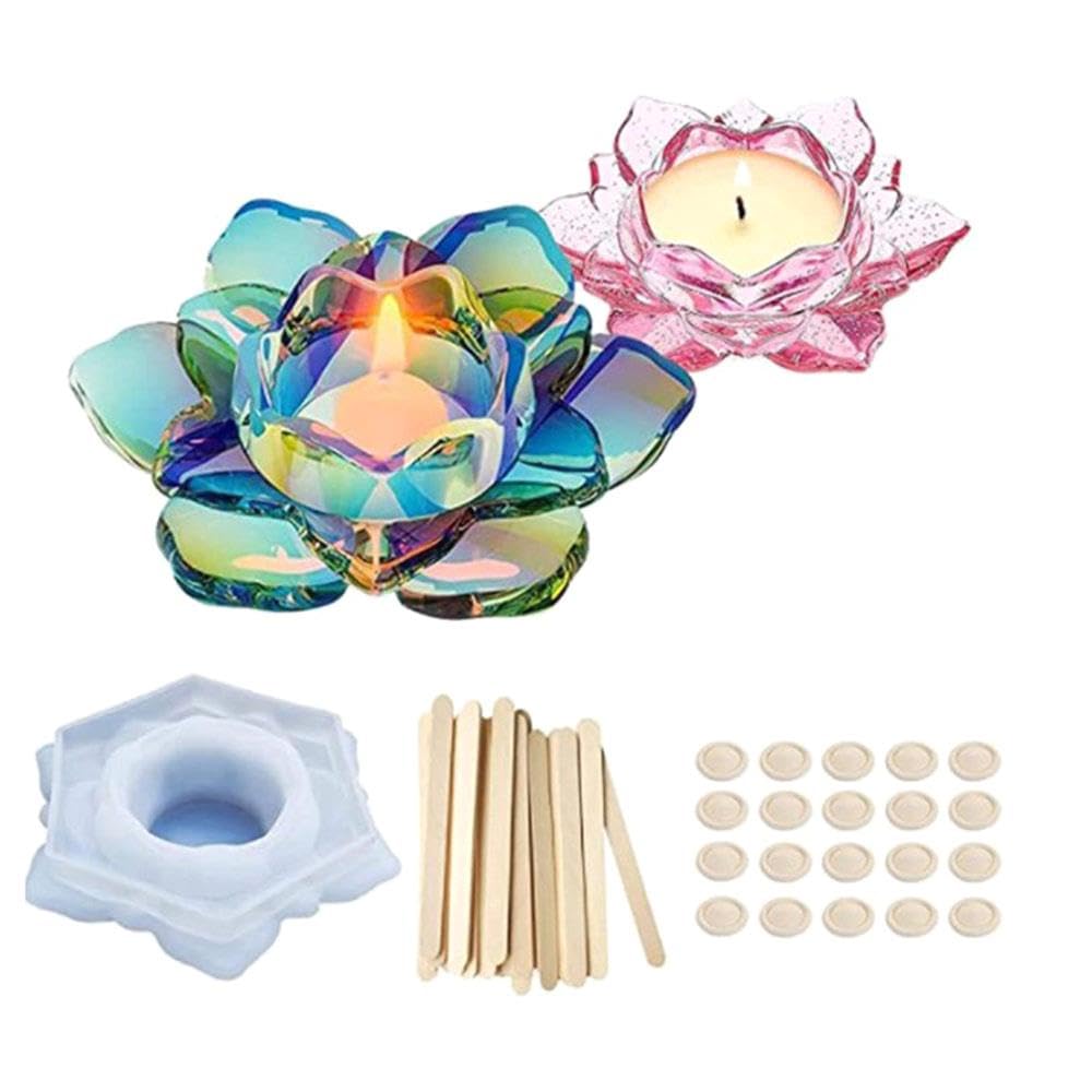 Premium Candle Making Supplies Kit with Epoxy Resin - Complete DIY Crafts and Tools Set for Exquisite Lotus Flower Decor and Unique Candle Holder - for Artistic Creations