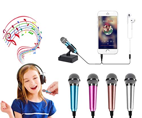 YUMOMUY Mini Microphone,Tiny Microphone,Mini Karaoke Microphone for Mobile Phone Laptop Notebook Apple iPhone Sumsung Android (Blue)