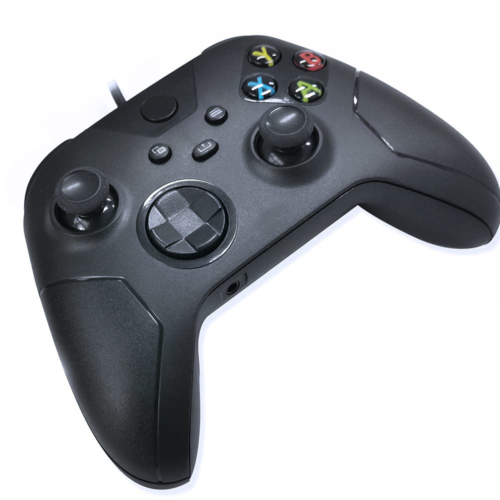 VISIONHMD Wired Controller for Xbox Series X|S, 4 Motor Vibration and 3.5mm Stereo Headset Jack, Compatible with Xbox One and PC/Laptop(Windows7/8/10)-Black