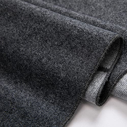 Tonten Men's Winter Classic 100% Australian Wool Scarf Warm Checked Lightweight Knitted Striped Scarves with Gift Box (Gray)