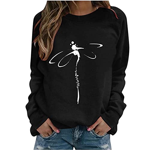 Women Casual Loose Fit Pullover Fashion Christmas Print Long Sleeve Top Winter Comfy Lightweight Ladies Sweatshirt