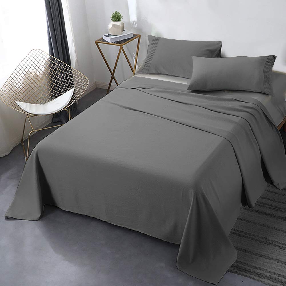 Secura Queen Bed Sheet Set 4 Piece - Soft Microfiber 1800 Thread Count 16" Deep Pocket Sheet Sets - Hypoallergenic, Wrinkle & Fade Resistant (Gray)