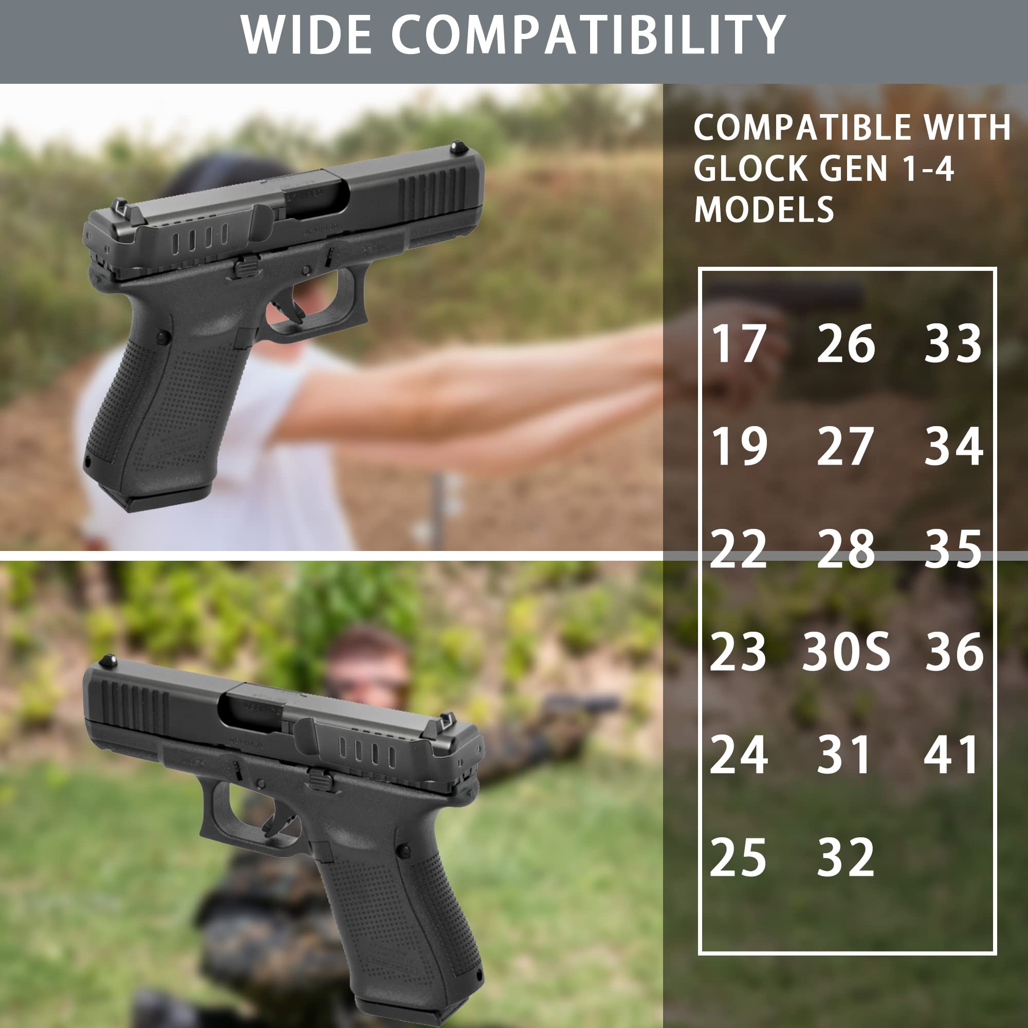 RTMGOB Gun Belt Clip, Low Profile Slim Concealed Carry Easy Install Holster Clip for Glock Gen 1-4 Models 17, 19, 22, 23, 24, 25, 26, 27, 28, 30S, 31, 32, 33, 34, 35, 36 and 41