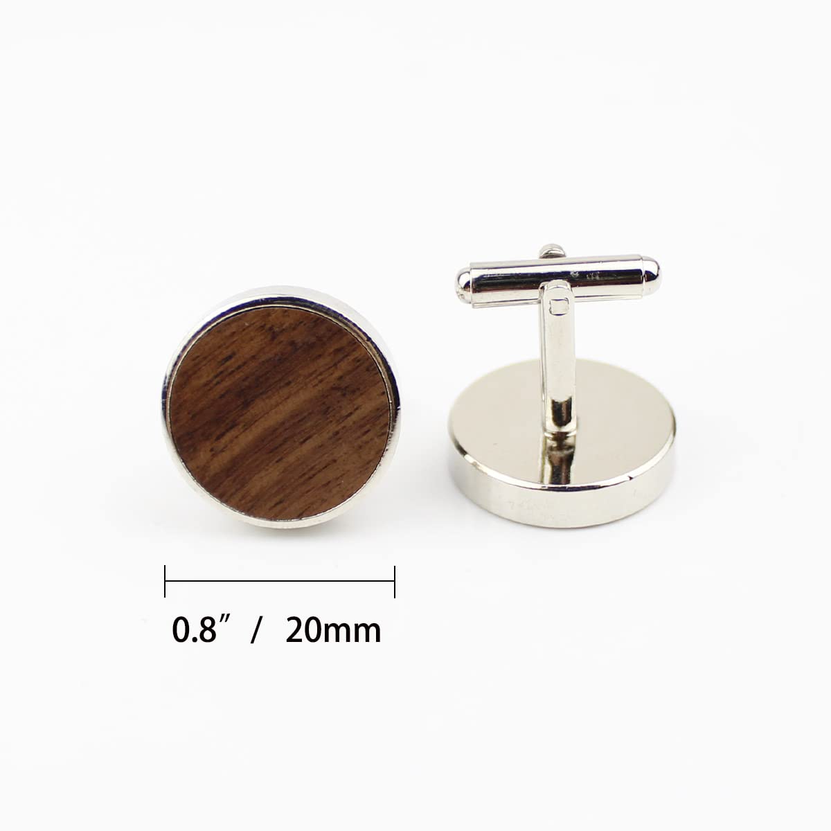 Rustic Black Walnut Wooden Round Cufflinks Tie Clips With Organizer Box for Men