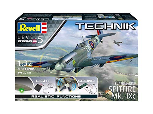 Revell RV00457 Supermarine Spitfire Mk.IXc-Technik Model Kit with Electronics, Unpainted