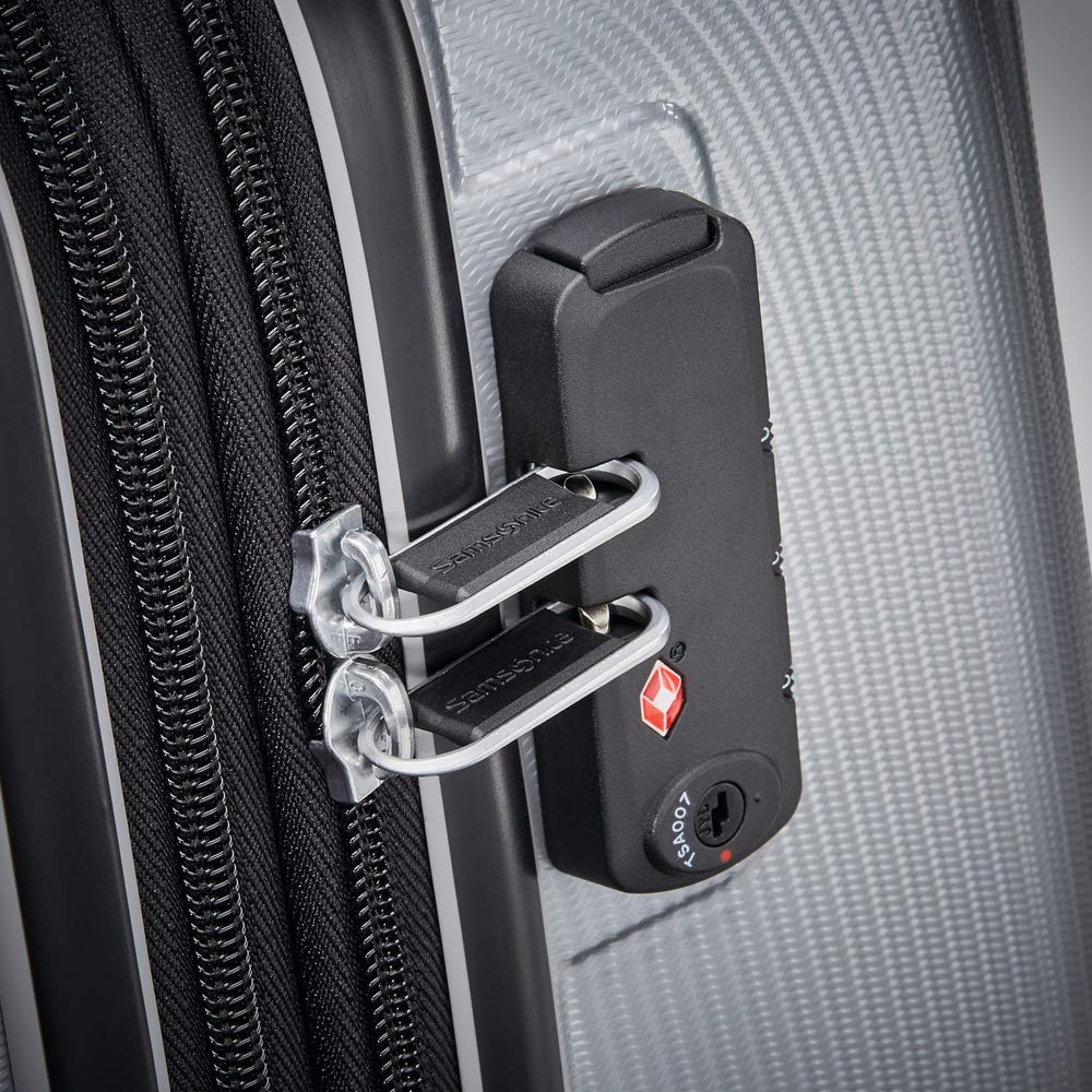 Samsonite Winfield 3 DLX Spinner 56/20 Carry-On, Silver (120752-1776) with Deco Gear 10 Piece Luggage Accessory Ultimate Travel Bundle