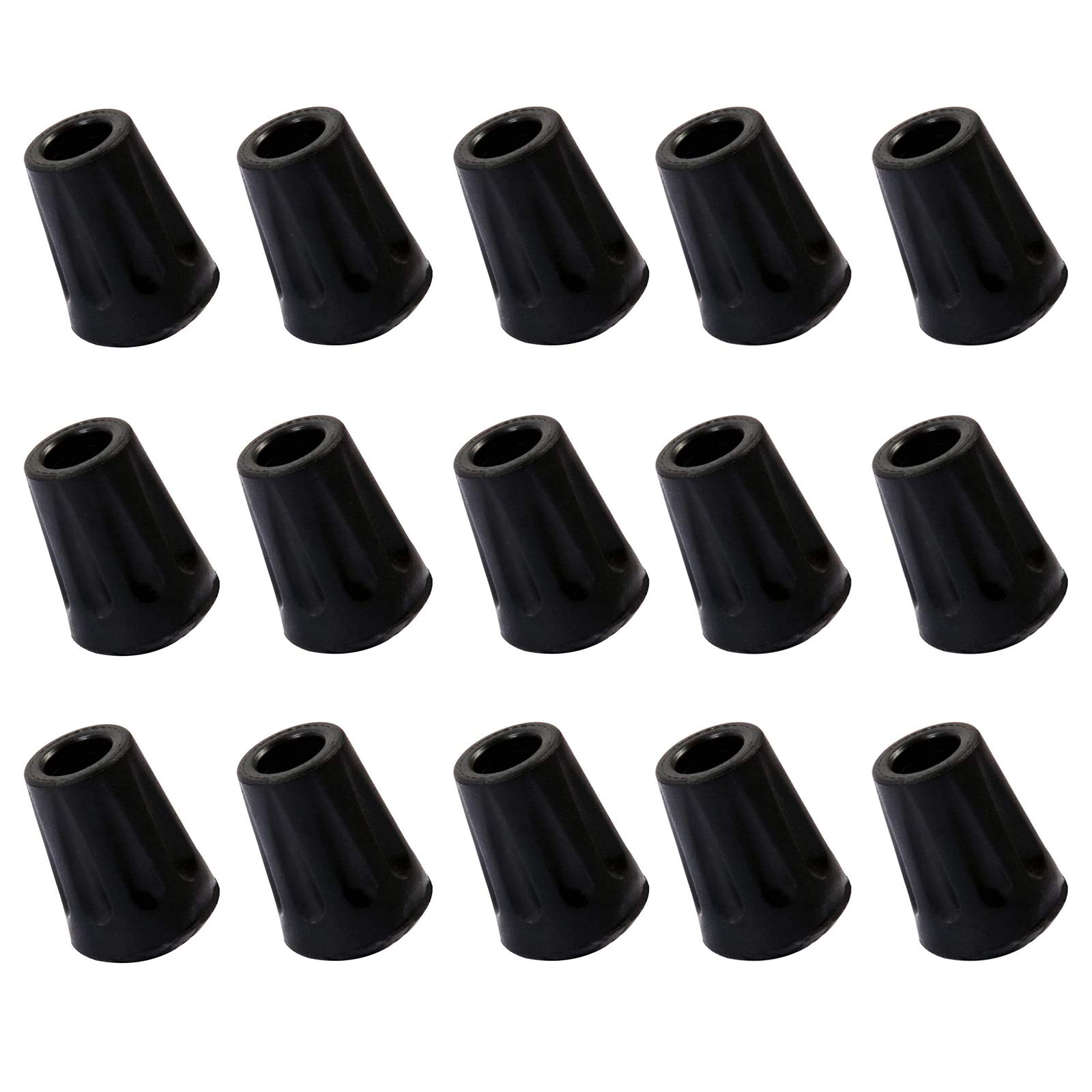 Ruzzut Black Rubber Diamond Trekking Pole Tip Protectors, Hiking Pole Replacement Tips for Trekking Poles, Fits Most Standard Hiking Poles - Shock Absorbing, Adds Grip and Traction (15PCS Round Tips)