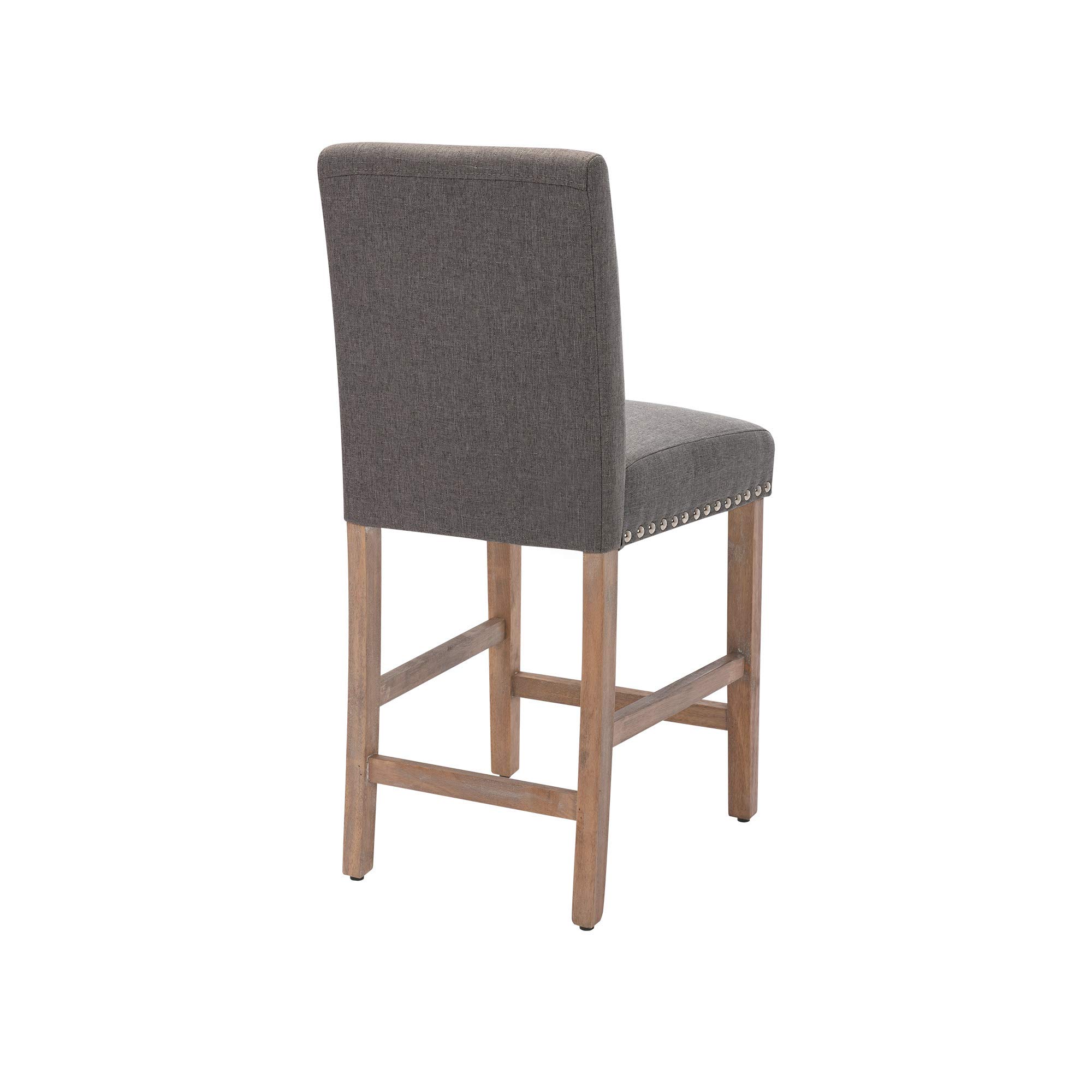thksbought 24 Inch Counter Stools for Dining Room with Solid Wood Legs Bar Chairs,Gray,Set of 2