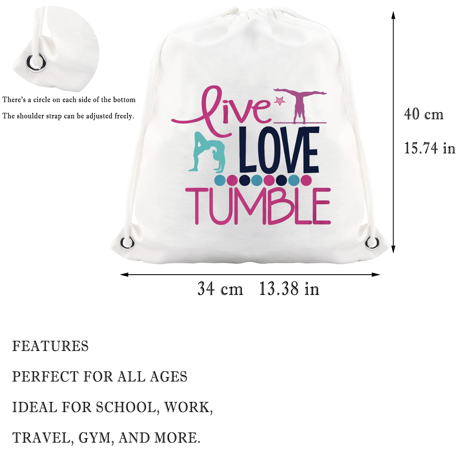 WCGXKO Gymnast Backpack Gymnastics Gift live Love Tumble Backpack For Gymnastics Class Gymnasts Teams Coaches Gift (TUMBLE Backpack)