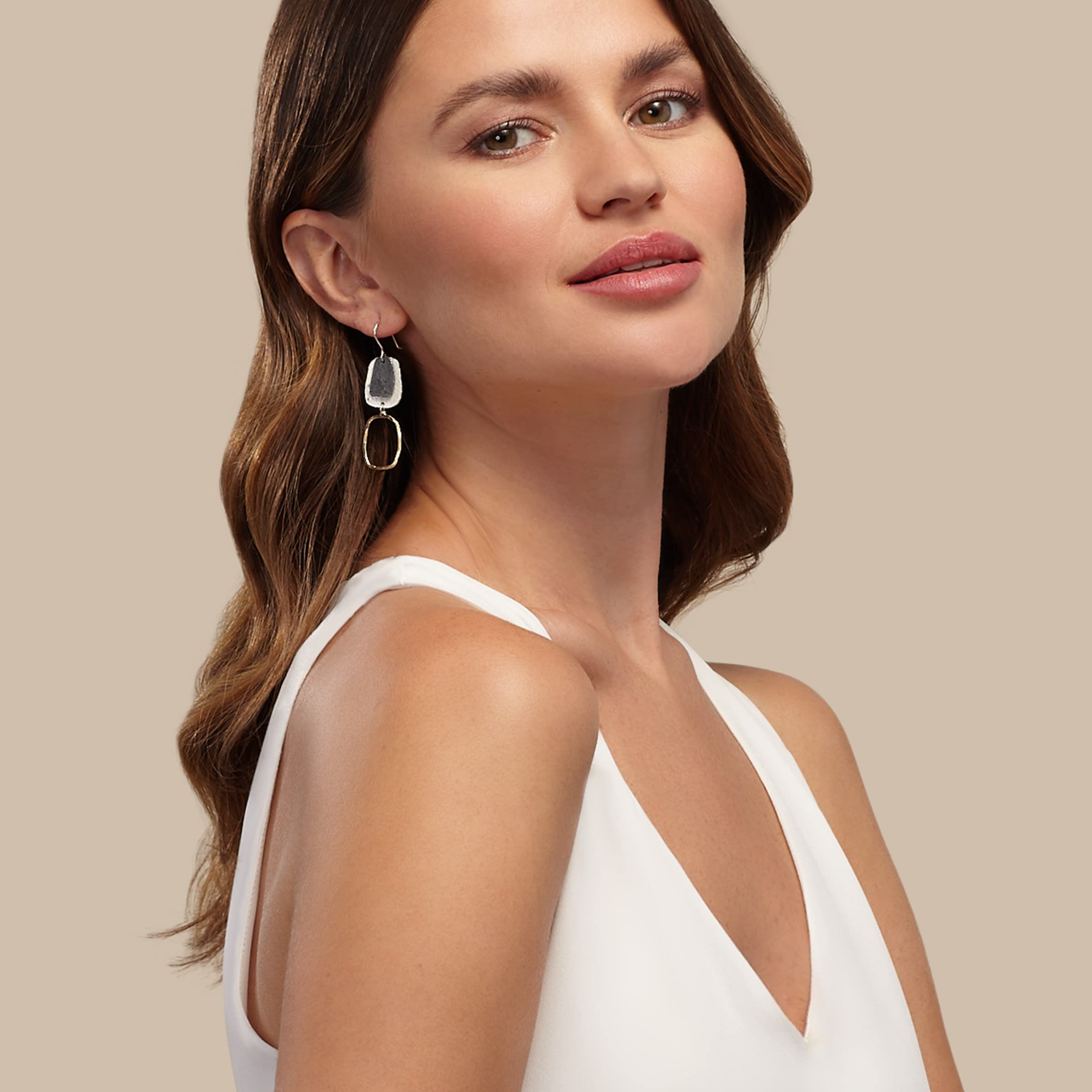 Silpada 'Organza' Three-Tone Drop Earrings in 14K Gold & Black Rhodium-Plated Sterling Silver