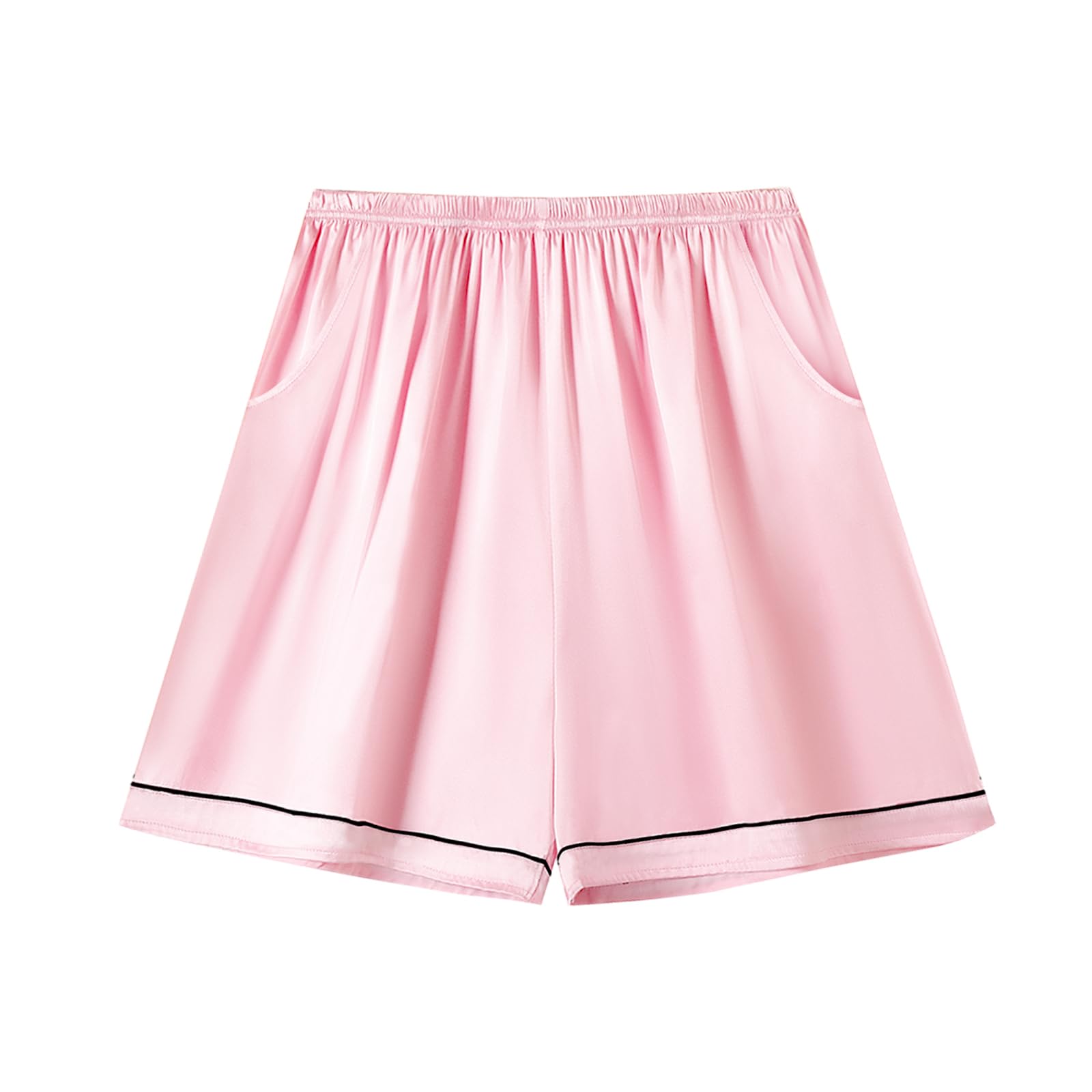 Schbbbta Pajamas Set for Girls Silk Button Down Pjs Satin Short Sleeve Sleepwear 2 Piece Lounge Sets, Pink, 11-12 Years