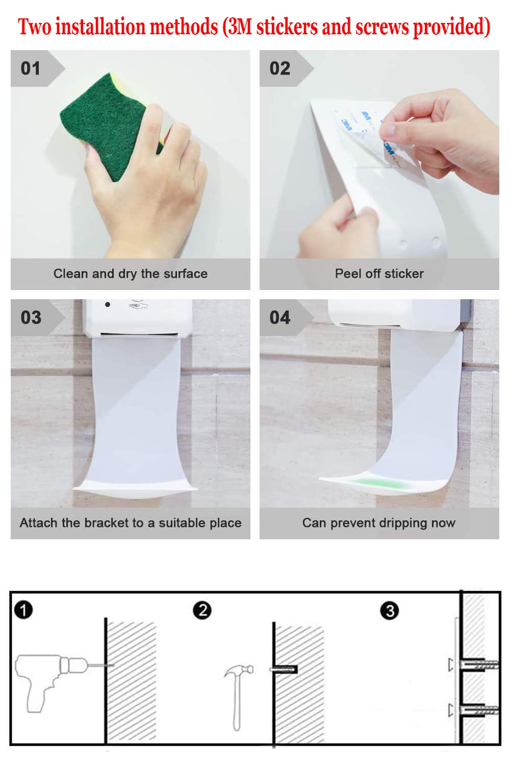 Soap Dispenser Drip Tray, Wall Mount Soap Dispenser Bracket, Laundry Detergent Drip Tray, Easy to Clean(White,10pcs)
