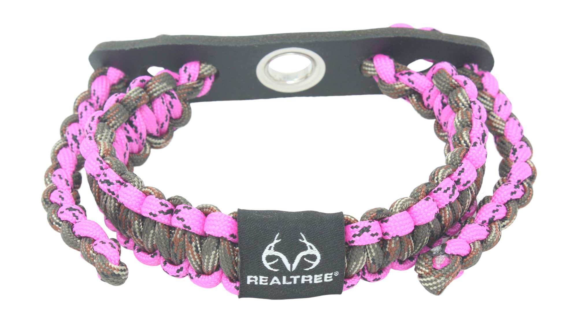 Ten Point Gear Realtree® Paracord Archery Bow Wrist Sling - 100% Full Grain Leather 550 Paracord (Pink Camo)