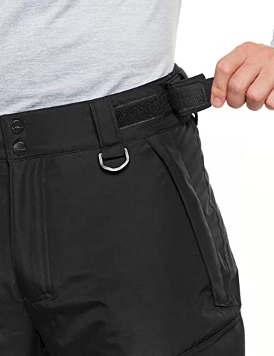 TSLA Men's Winter Snow Pants, Waterproof Insulated Ski Pants, Ripstop Windproof Snowboard Bottoms, Cargo Alpha Black, Large