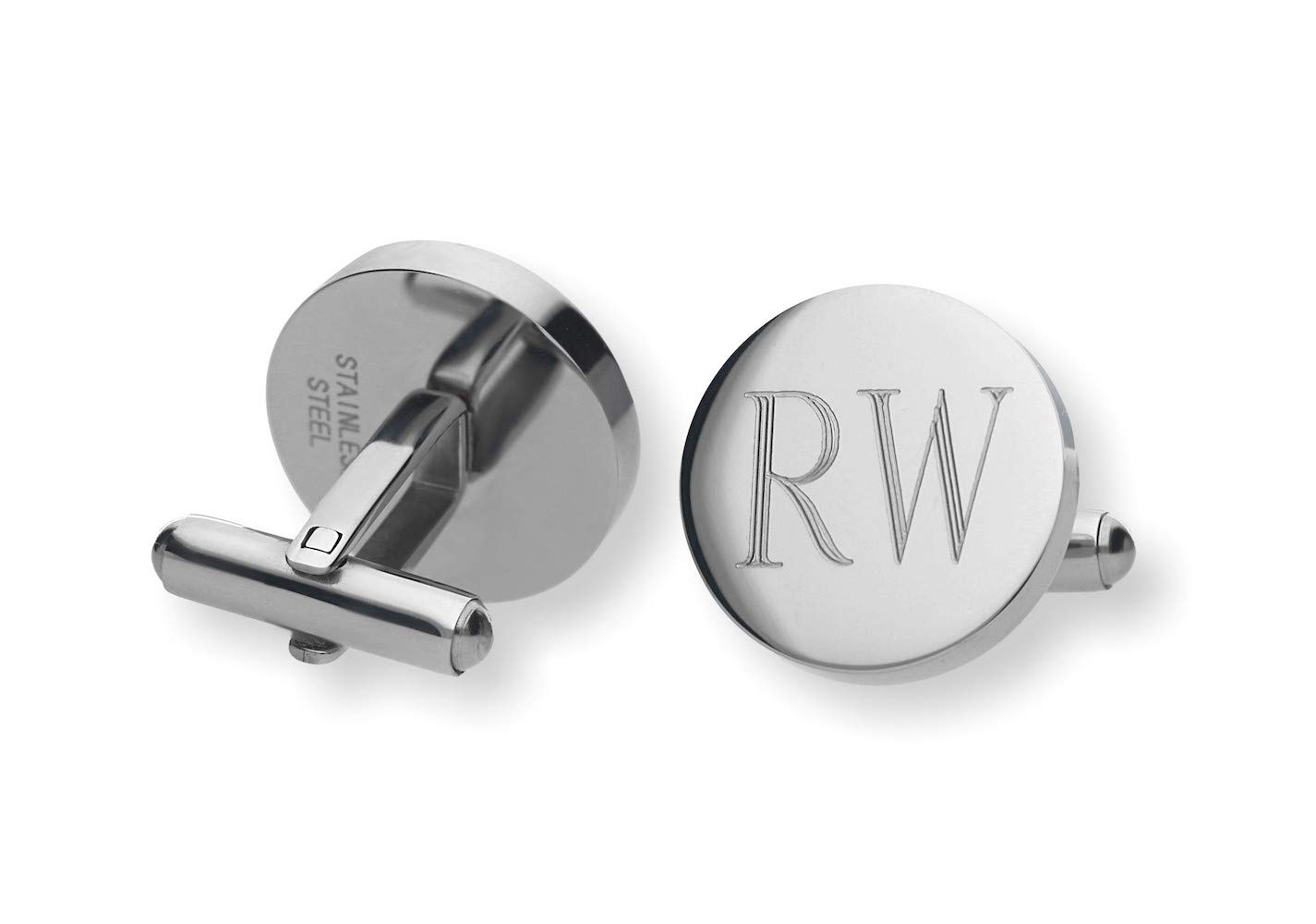 Personalized Custom Monogram Initial Round Classic Cufflinks Cuff Links Stainless Steel for Man Engraved Free